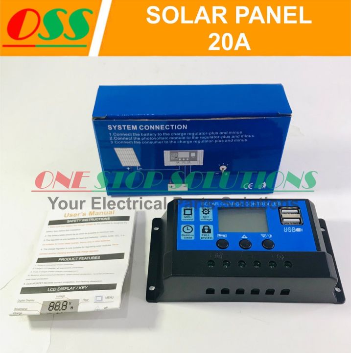 SOLAR PANEL CHARGER CONTROLLER SCC PANEL SURYA 20A 12V 24V | Lazada ...