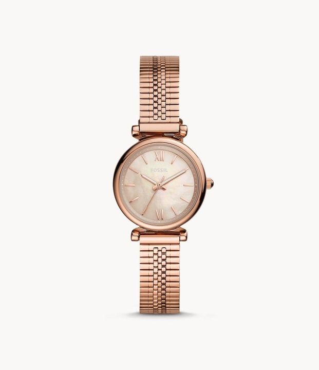 Fossil ES4697 Carlie Mini Three-Hand Rose-Gold-Tone Stainless-Steel ...