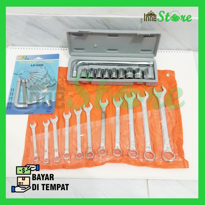 Paket Kunci Ring Pas Set 11 Pcs Kunci Sok Set 10pcs Bonus Kunci L Set 10 Pcs | Lazada Indonesia