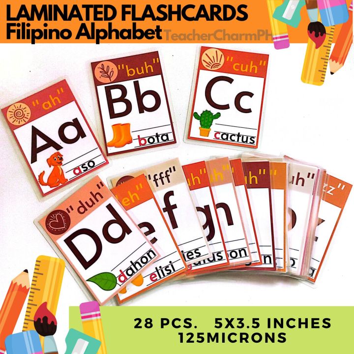 FILIPINO ALPHABET Laminated Educational Flashcards 28pcs. | Lazada PH