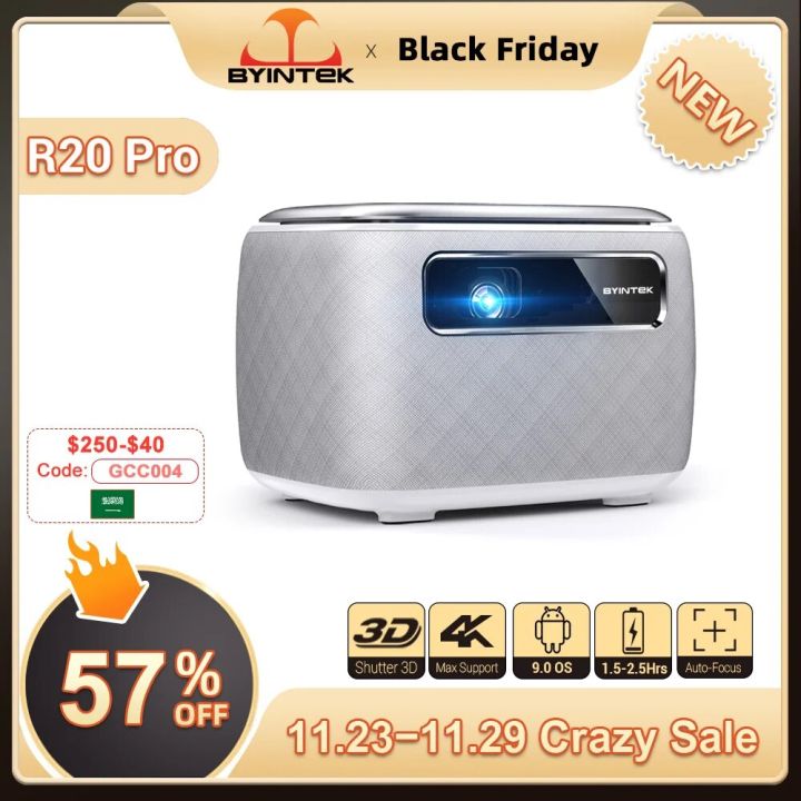 BYINTEK เครื่องฉาย R20โปรขนาด4K 300นิ้ว,เครื่องฉายภาพ AI โฟกัสอัตโนมัติ ...