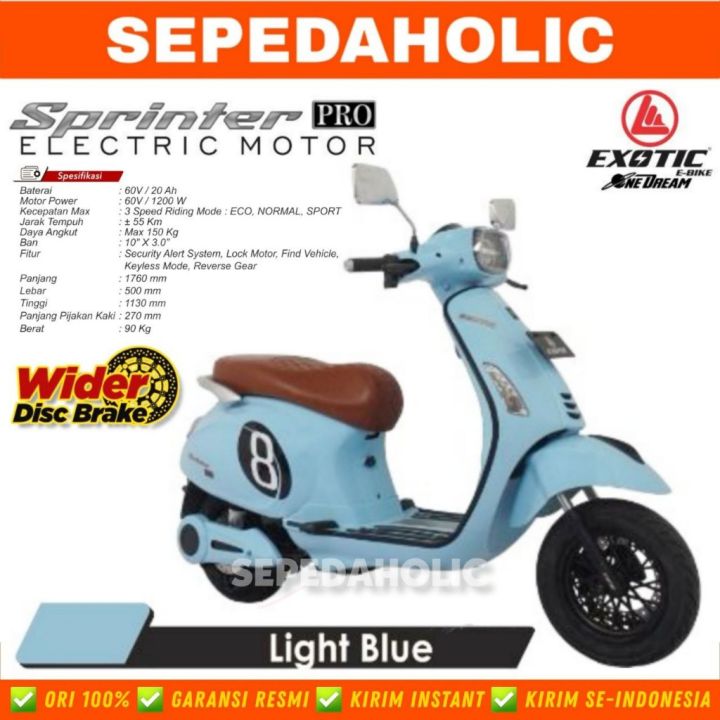 Sepeda Motor Listrik EXOTIC SPRINTER PRO 1200 Watt BY PACIFIC Electric ...