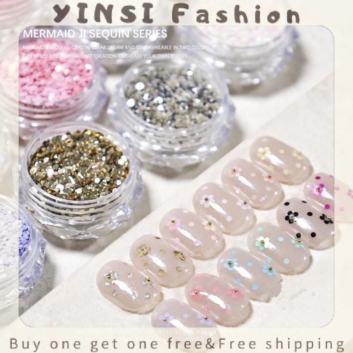 YINSI 1mm Mini Sparkling Nail Glitter Sparkling Circular Nail ...