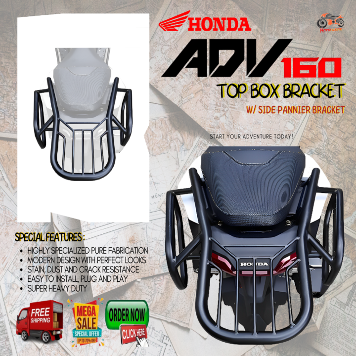 HONDA ADV 160 - TOP BOX BRACKET w/ SIDE PANNIER BRACKET ( PHASE 1 ...