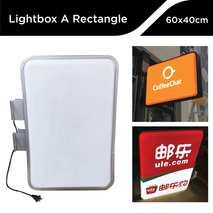 DSign LED Light Rectangular Double Sided Signage 60cm x 40cm & 70cm x ...