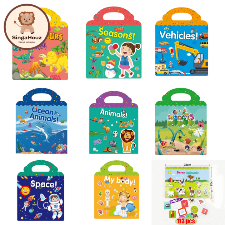 READY STOCK Reusable Children Sticker Book Kids Fun Learning ...