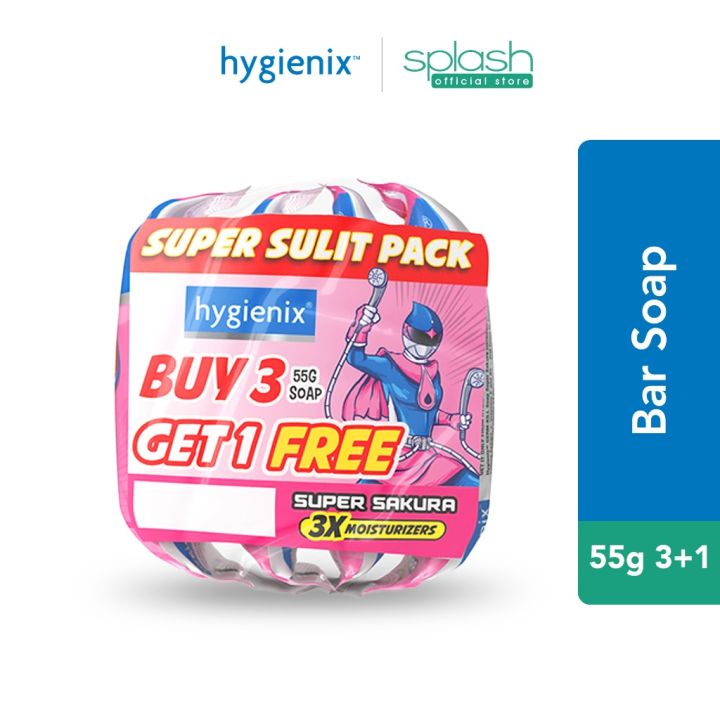 [BUY 3 GET 1] Hygienix AntiBacterial Germicidal Bar Soap with Moisturizer - Super Sakura 55g ...