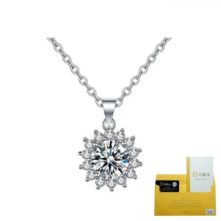 (With Gra Certificate) Moissanite Liontin Bunga Matahari 3 Karat Kalung ...