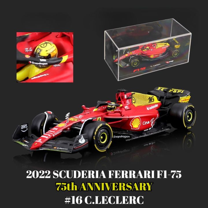 Bburago F1 2022 Car Model With Showcase, 75Th Ferrari F175 Scale 1:43 ...