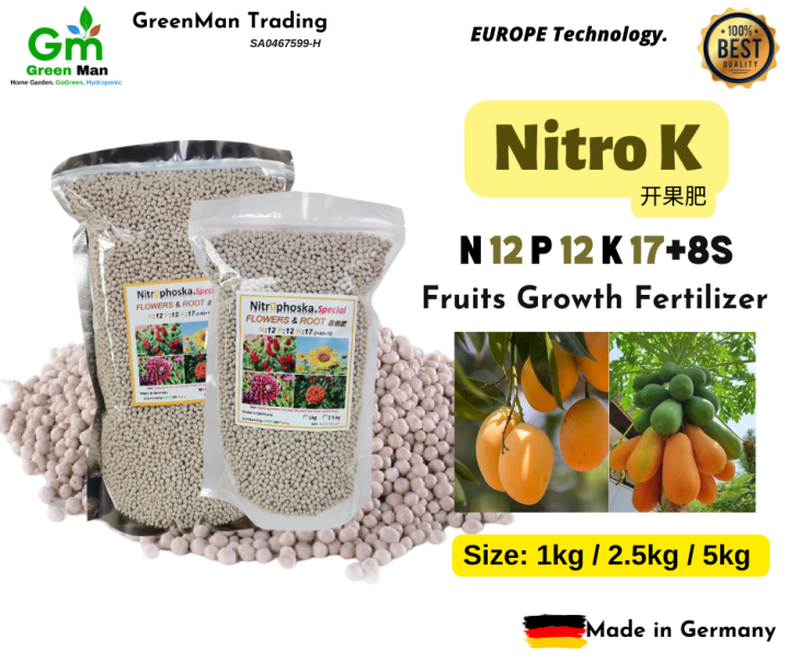 Baja Buah Fruiting Growth Fertilizer Nitro.K NPK 12.12.17+8S+TE ...