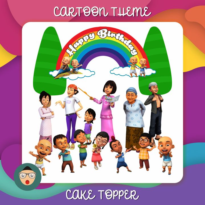 CARTOON CAKE TOPPER FOR BIRTHDAY [ADD NAME] [TAMBAH NAMA] UPIN IPIN ...