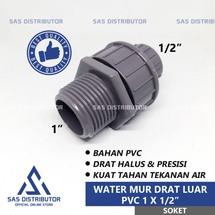 SOKET Water Mur 1 x 1/2" inch PVC / Watermur Drat Luar 1 x 1/2" PVC ...