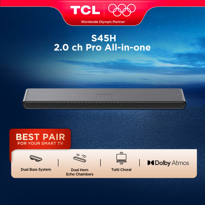 TCL S45H Wireless Pro All-in-One 2.0 channel Soundbar Speaker System - (Dual Bass System, Dual ...