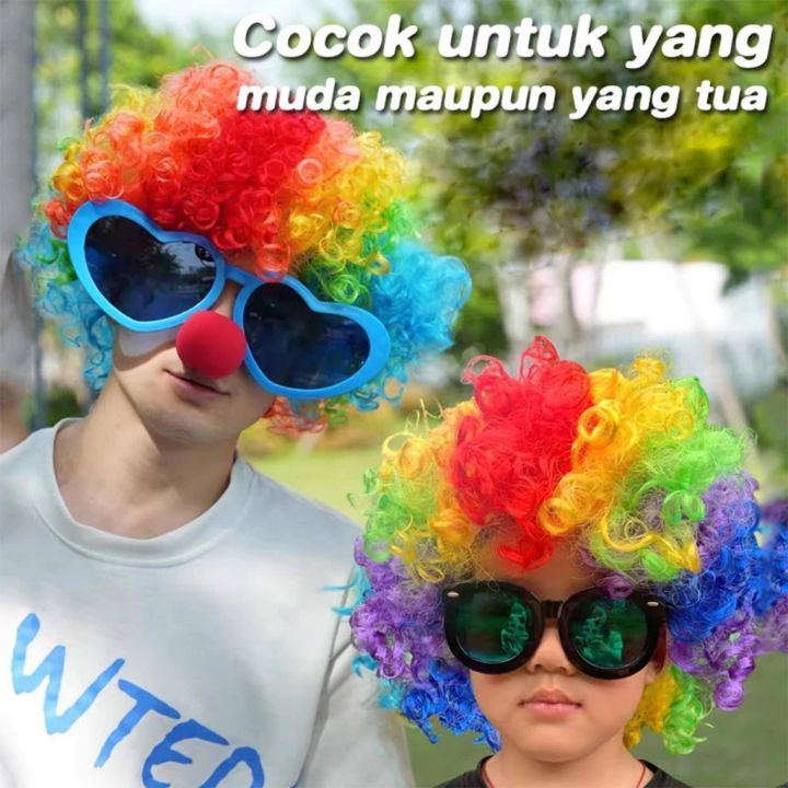 wig badut warna warni wig hitam teknologi pencetakan dan pencelupan ...