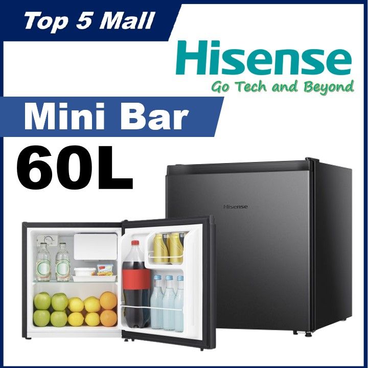 HISENSE Single Door Mini Bar 60L refrigerator RR60D4ABN / REVERSIBLE ...