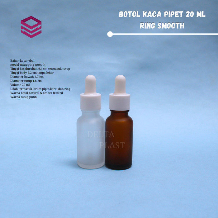 Botol pipet 20ml frosted tebal / Botol serum 20ml ring putih smooth ...