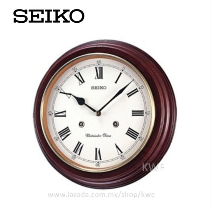 100% ORIGINAL SEIKO Dual Chime Wooden Analogue Wall Clock QXH202 ...