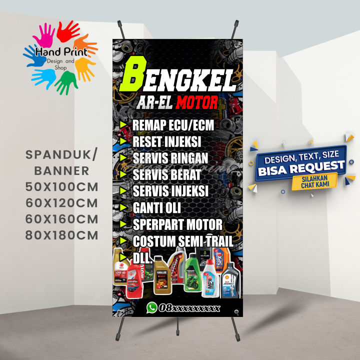 Spanduk Banner MMT Bengkel Motor Service Motor Steam Motor Mobil Cuci ...