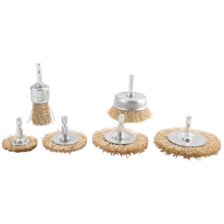 6 Pack Wire Brush Attachment Set for Drill, Brass Coated | Lazada.co.th
