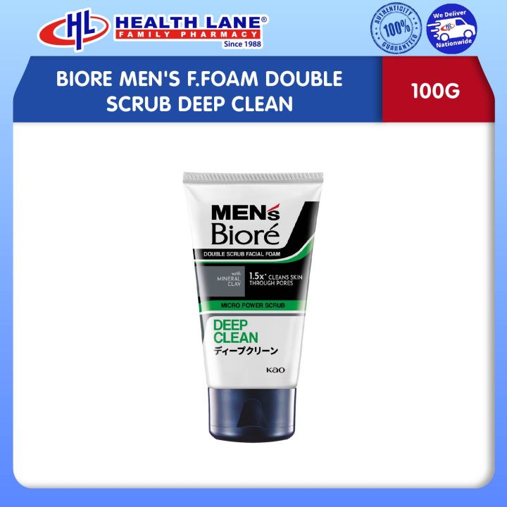 BIORE MEN'S F.FOAM DOUBLE SCRUB DEEP CLEAN (100G) | Lazada
