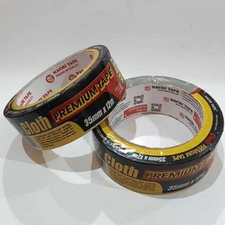 CLOTH TAPE NACHI 35mm 12m PLAKBAN KAIN LAKBAN HITAM ISOLASI JILID ...