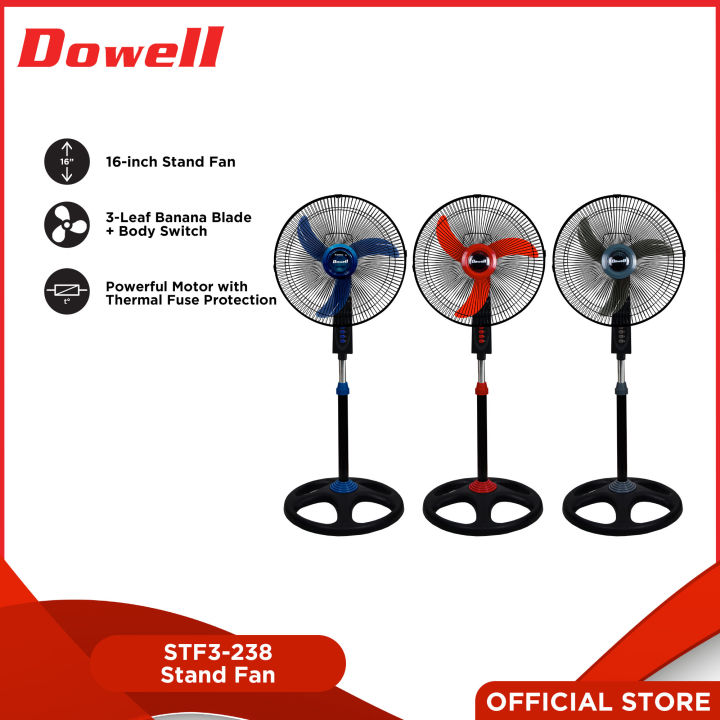 Dowell STF3-238 16" Stand Fan 3 Leaf Banana Blade Powerful Motor ...