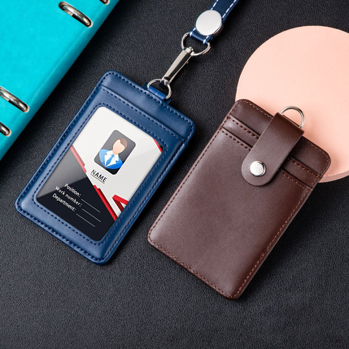 NEW 2024 Genuine leather Staff Work Card Holder ID Badge Holders with ...