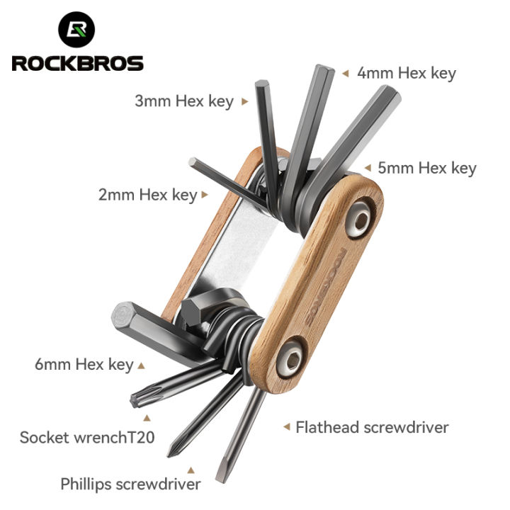 ROCKBROS Portable Bike Repair Tool 8 in 1 45CR Alloy Steel MTB Road ...
