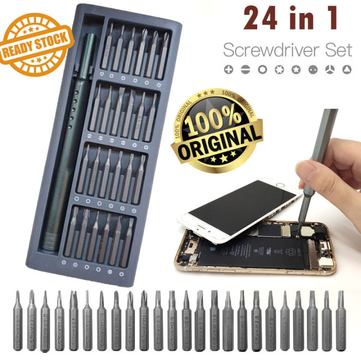 Obeng Set 24 Magnetic Premium Baut Kecil Reparasi HP Laptop Jam Tangan ...