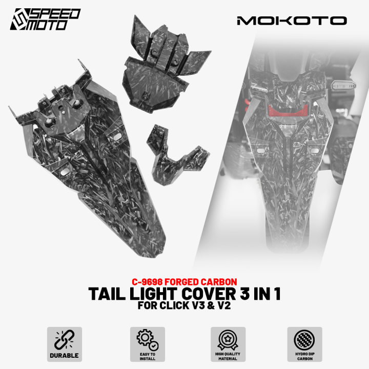 MOKOTO CLICK V3 CLICK V2 3 IN 1 REAR FENDER FORGED CARBON TAIL LIGHT ...