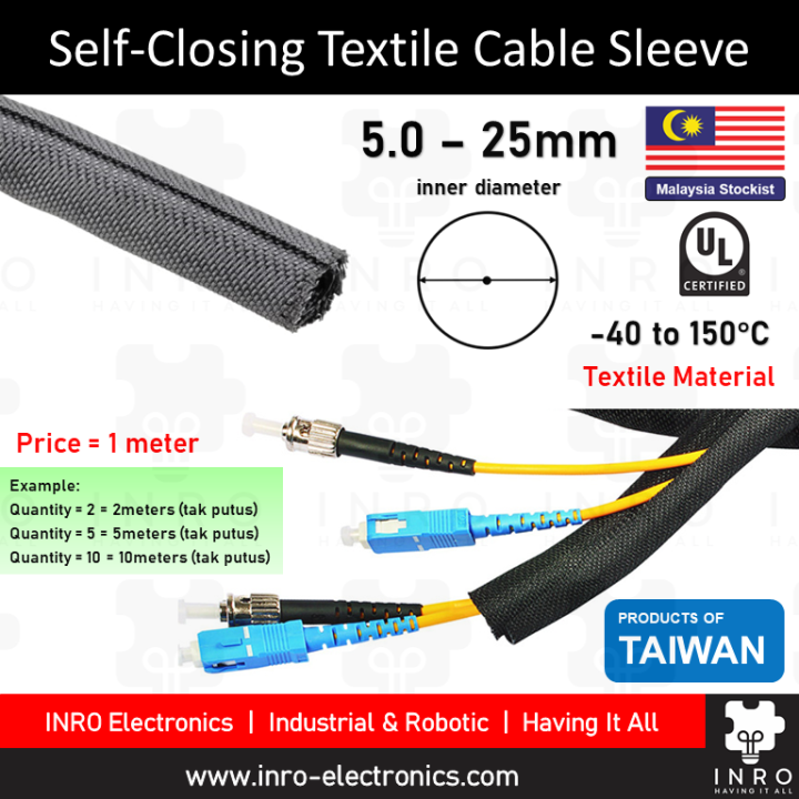 [3mm - 32mm] 1meter Self-Closing Textile Expandable Braided Cable ...