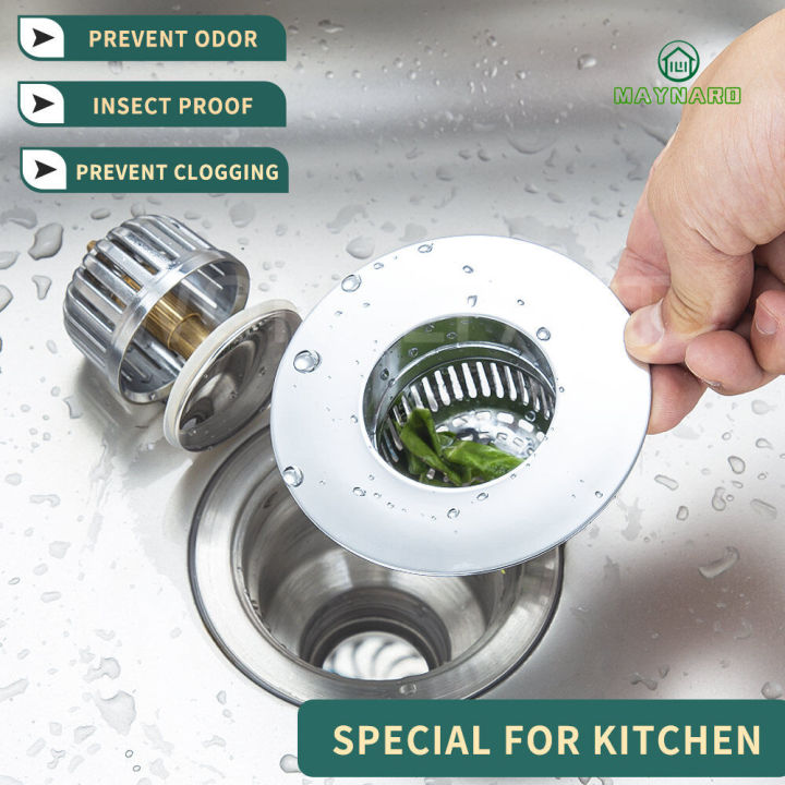 Kitchen Sink Drain Filter Universal Pop-Up Quick Drain Plug Anti-Odor ...