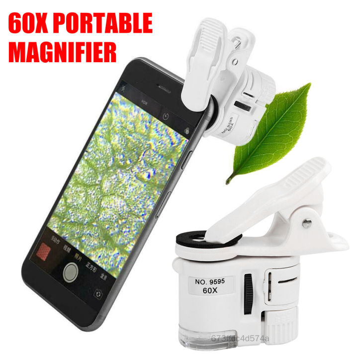 60X Mobile Phone Microscope Magnifier with LED Light Phone Universal ...