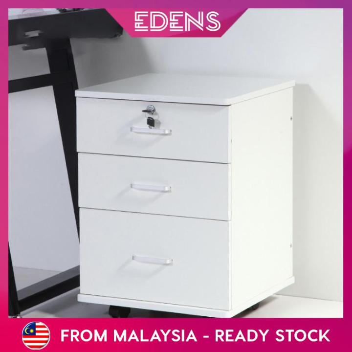EDENS 3 Tier Office File Cabinet Lock Drawer File Storage Locker ...