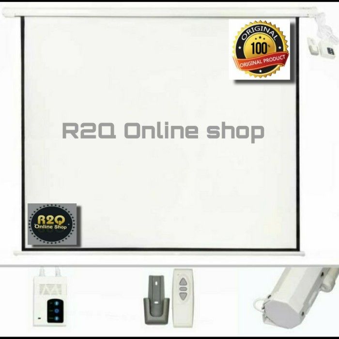 Screen projector 120" 4:3 motorized / Layar Proyektor otomatis | Lazada ...