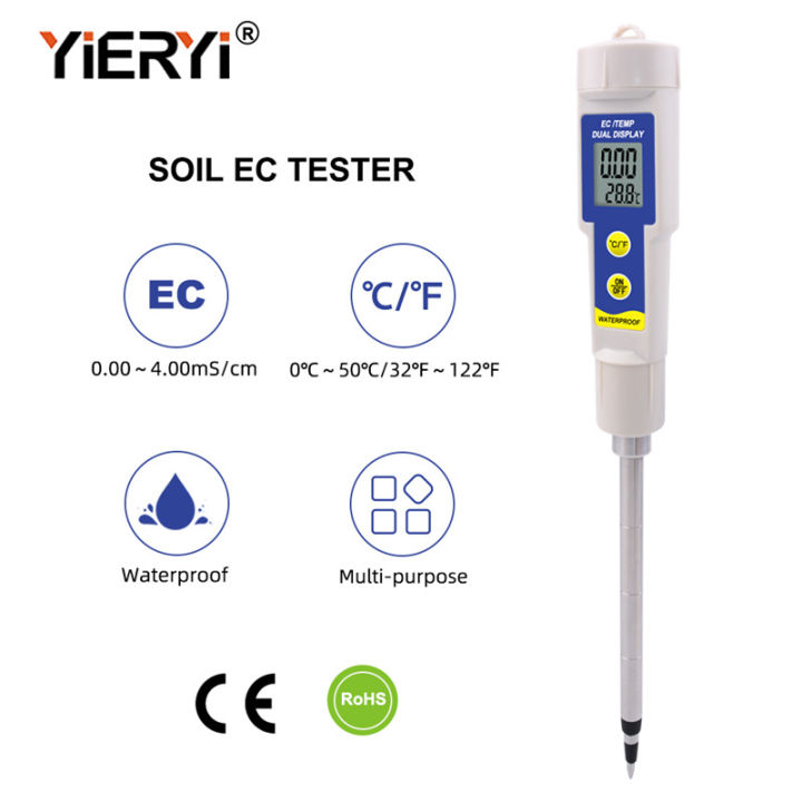 yieryi Waterproof Soil EC meter Temperature Tester 2 in 1 EC-315 ...
