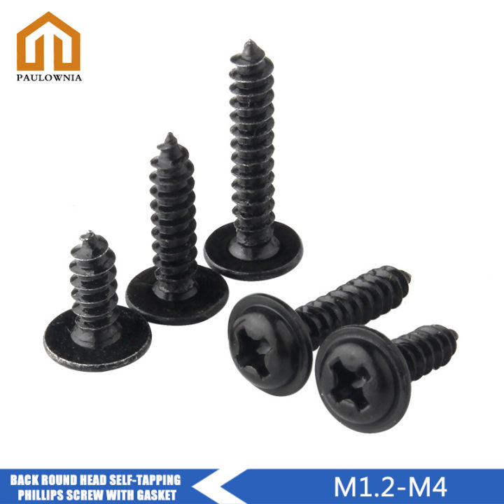 M1.2 M1.4 M1.7 M2 M2.3 M2.6 M3 M4 Black Zinc Phillips Round Head Self ...