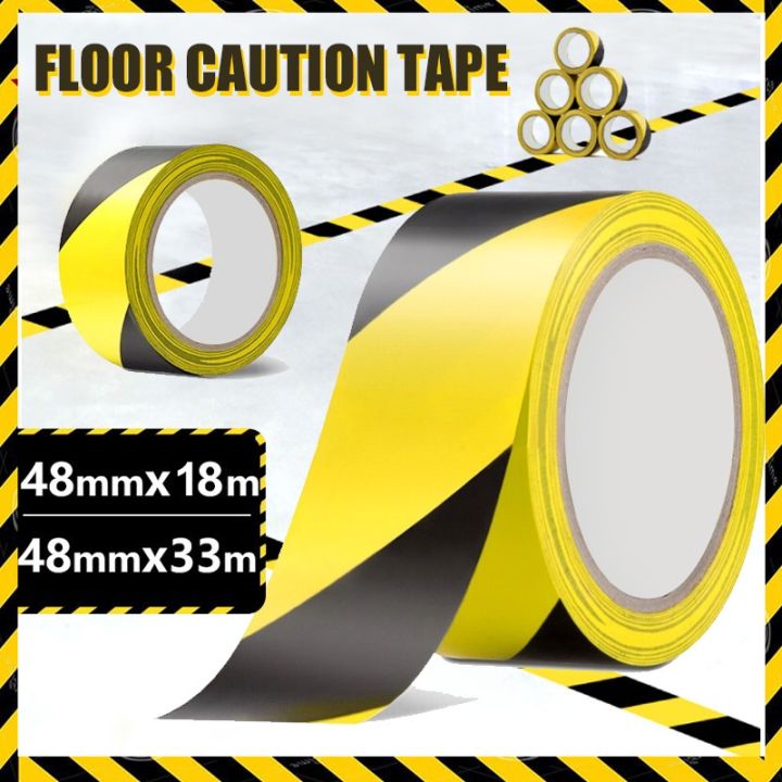 Yellow Black Floor Marking Tape 48mm-33m Hazard Warning Adhesive Tape Can Be used For Outdoor ...