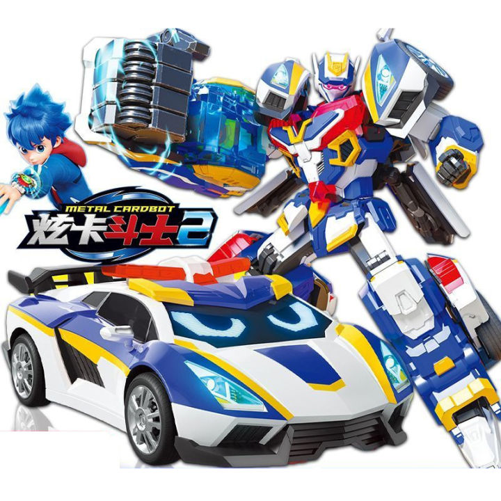 Metal Cardbot BLUE COP S Transforming Robot Car Card Toy Action Figure ...