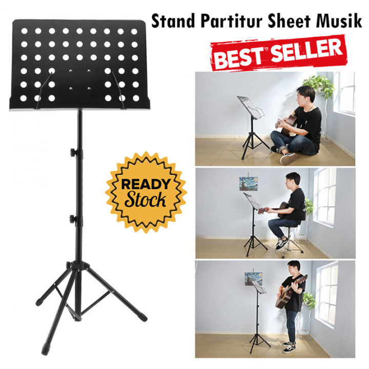 Stand Partitur Sheet Buku Musik Lubang 73-140cm Stand Book Music Bisa ...