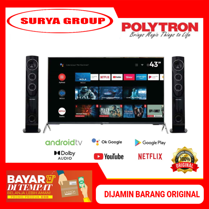LED Polytron PLD 43TA5055 + Tower Speaker Android Digital Smart TV (43 ...