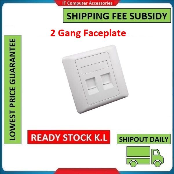CAT5E / CAT6 2 Ports Faceplate Data Wall Socket Outlet FacePlate 2Gang ...