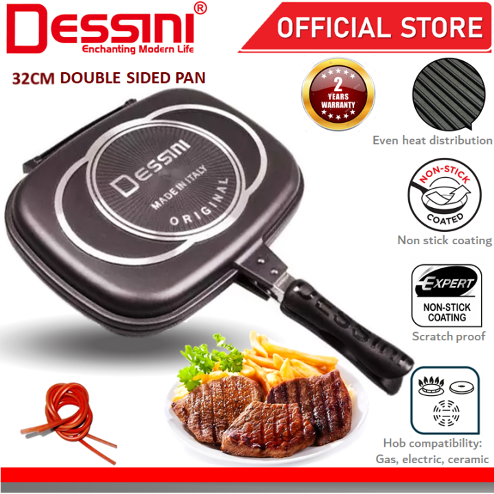 DESSINI ITALY Granite Aluminium Non Stick Double Sided Pressure Grill ...