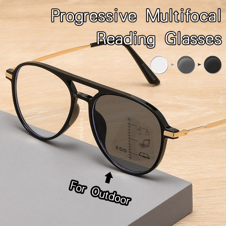 +100 ~ +400 Progressive Multifocal Reading Glasses Sensitive Color ...