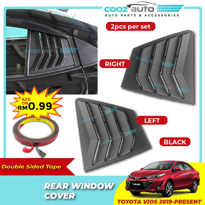 Toyota Vios 2019 - 2020 Black Rear Side Louver Window Mirror Cover ...