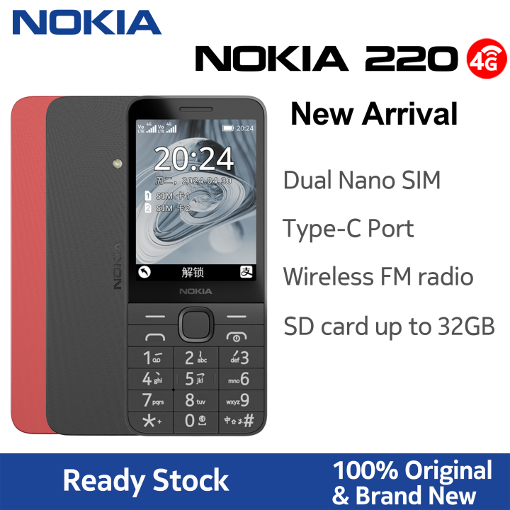 Original Nokia 220 4G Feature Phone 2.8 Inch Bluetooth FM Radio 1450mAh ...