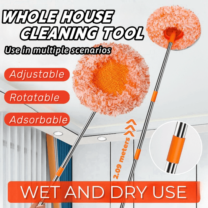 Cleaning mop with extendable long handle 360° Round Rotatable window ...
