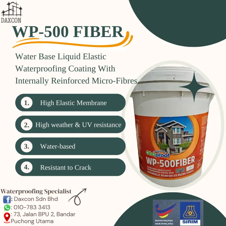 OBAPROOF WP-500FIBER Water Base Liquid Elastic Waterproofing Coating ...