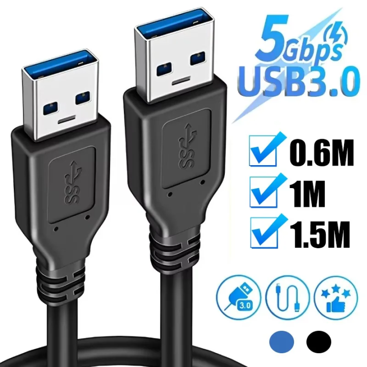 Double USB3.0 Male To Male Extension Cable USB A To USB-A Fast Data ...