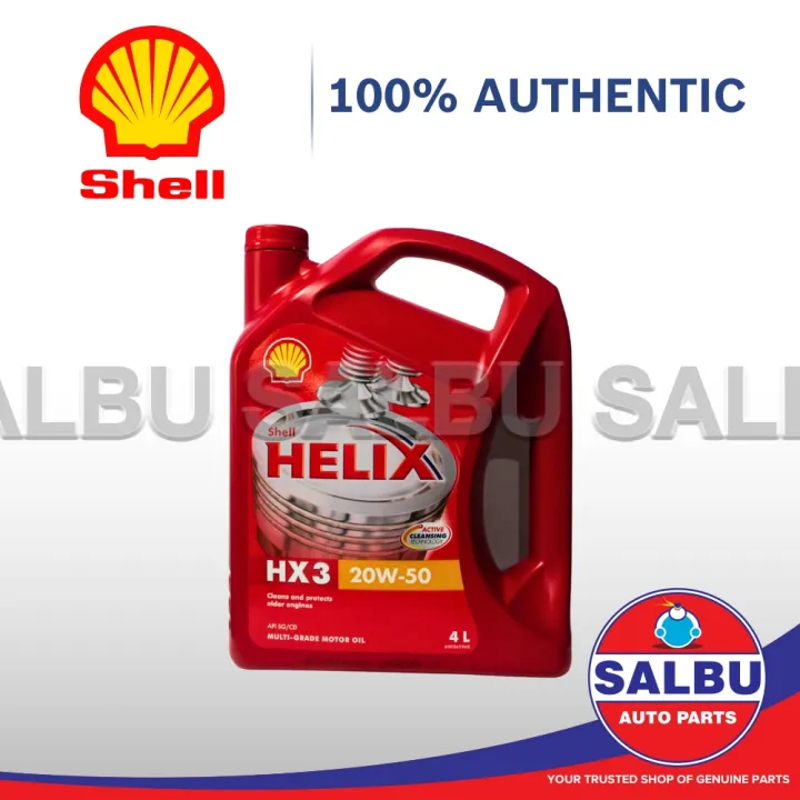 SHELL ENGINE OIL HELIX HX3 20W50 4L FOR GASOLINE ENGINE | Lazada PH